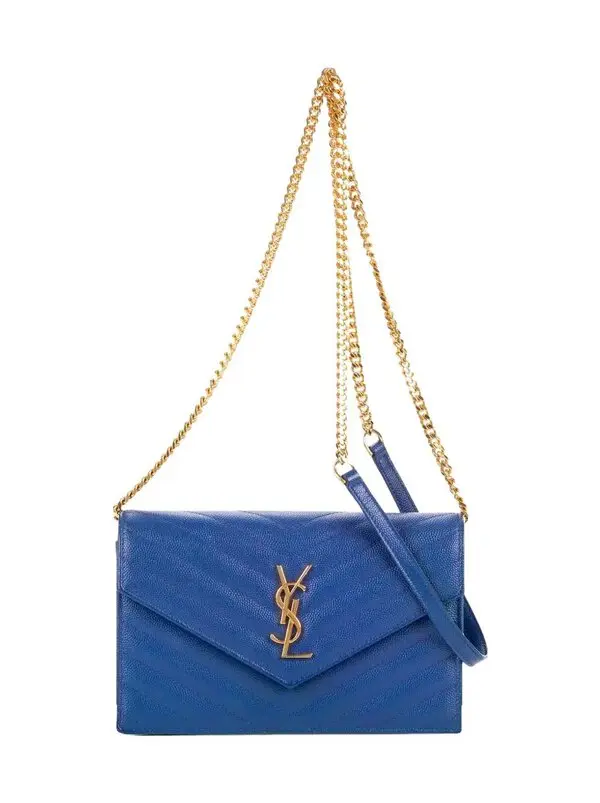 Saint Laurent Chevron Chain Wallet - Blue