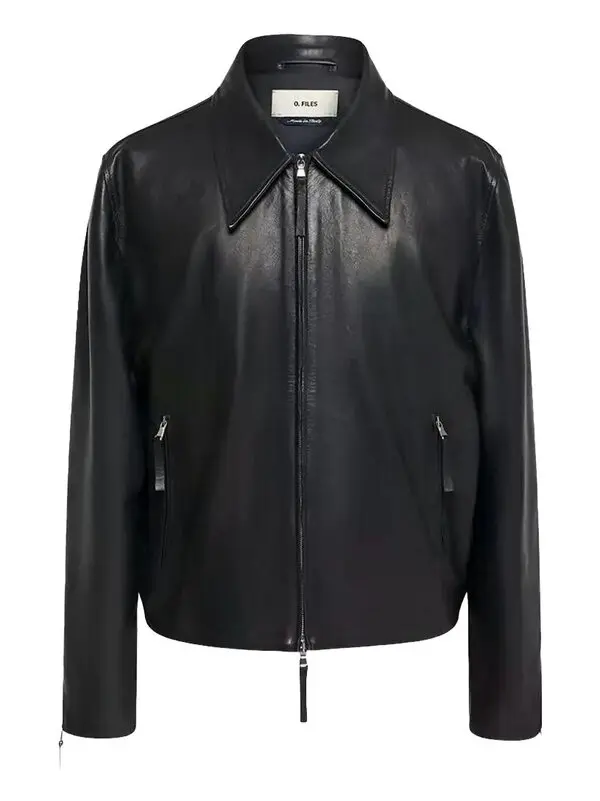 O.FILES Leather Jacket - Black