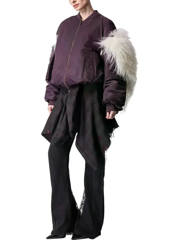 ARTICLE TEN Shearling-panel Bomber Jacket - Purple