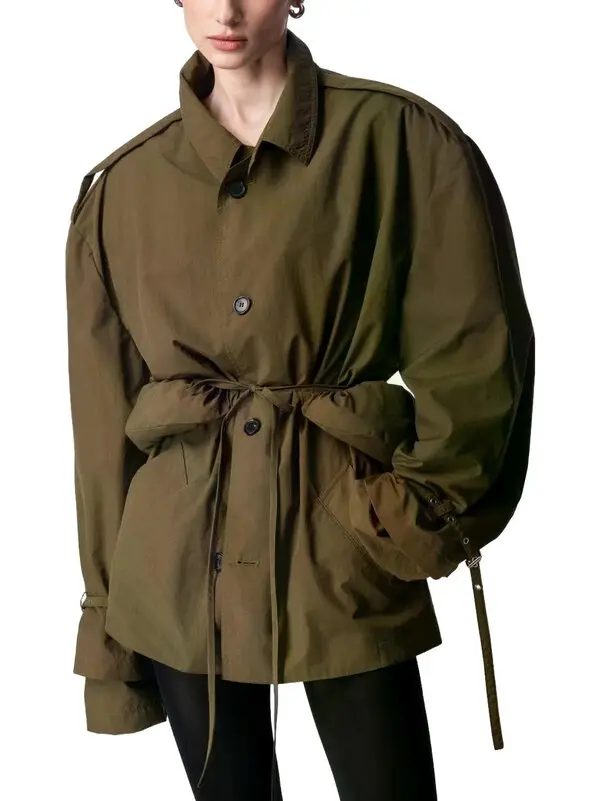 ARTICLE TEN Belted Trench Jacket - Green