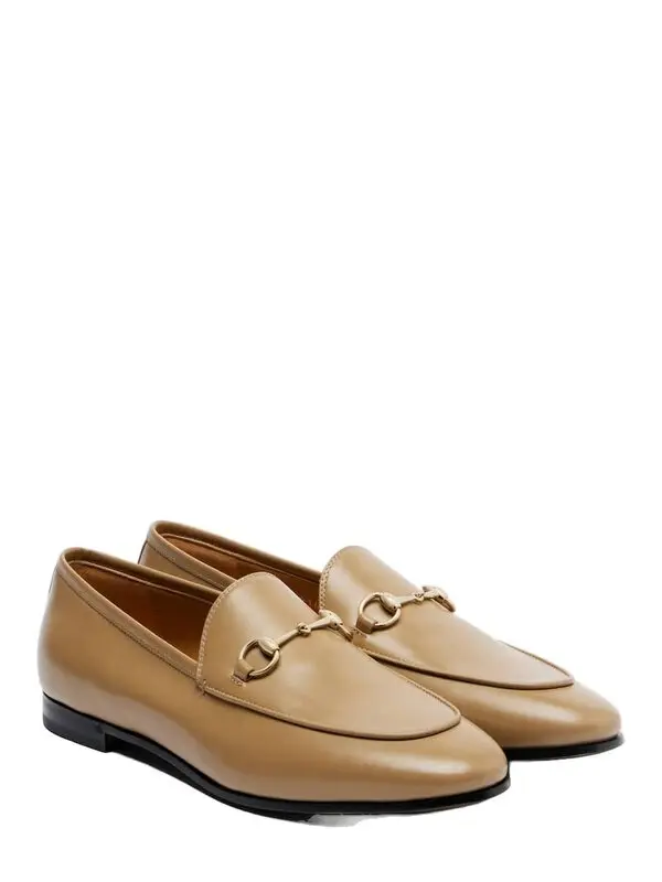 Gucci Jordaan Horsebit Leather Loafers - Beige