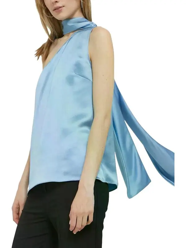 Hugo One-shoulder Scarf-detail Blouse - Blue