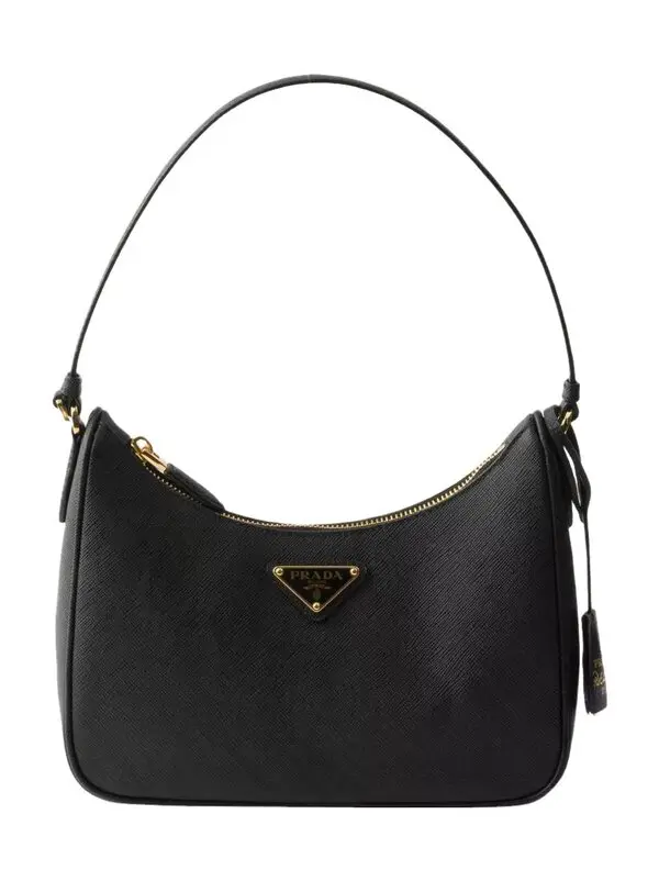 Prada Re-edition Leather Shoulder Bag - Black