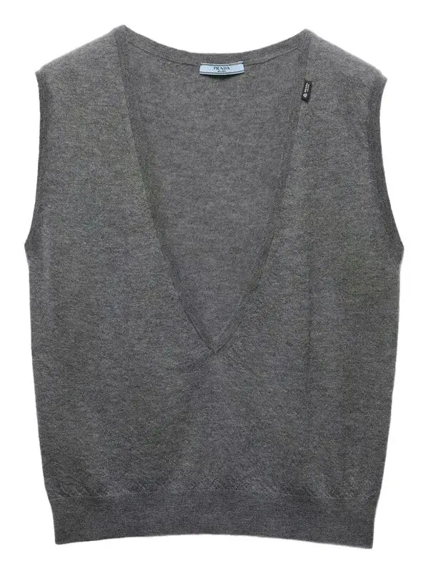 Prada Cashmere V-neck Vest - Grey