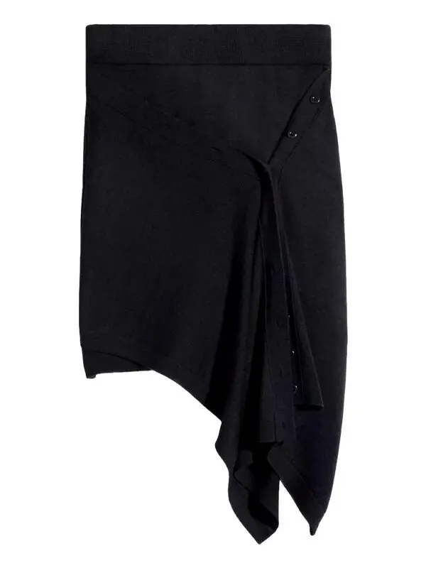 LEMAIRE Buttoned Draped Asymmetric Skirt - Black