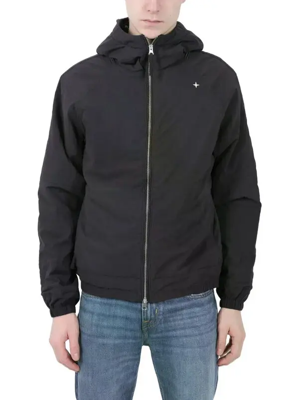 Stone Island Zip Fastening Hooded Jacket - Black