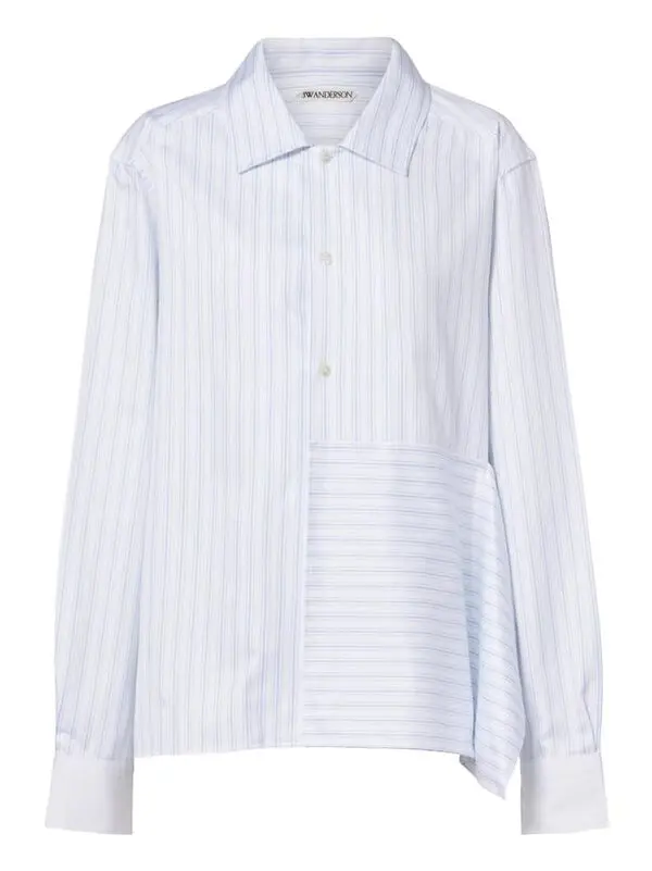 JW Anderson Striped Asymmetric Cotton Poplin Shirt - White