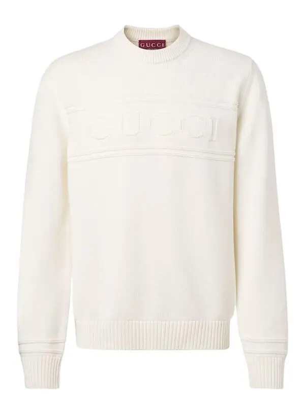 Gucci Logo Cotton And Wool Sweater - White