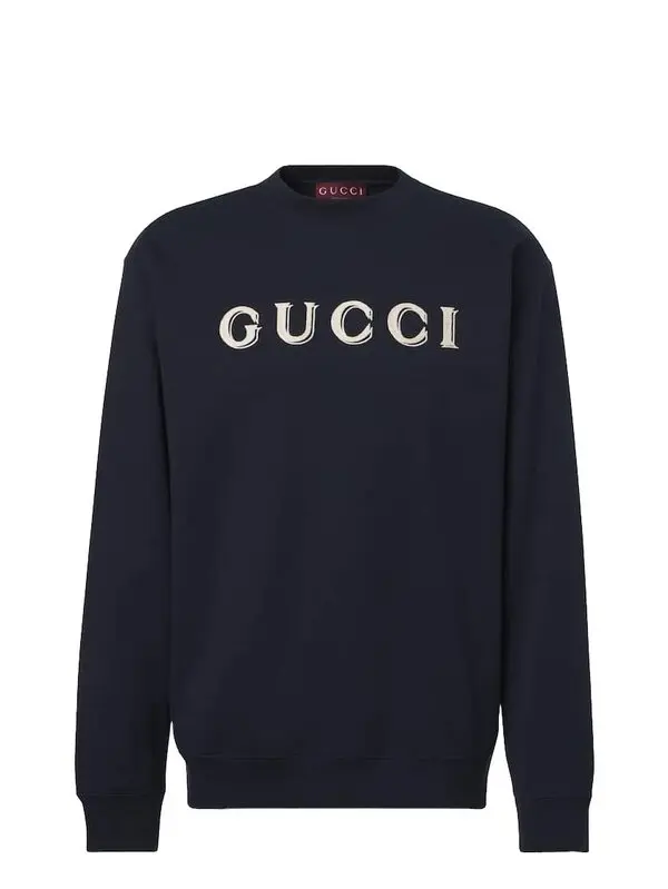 Gucci Logo Cotton Jersey Sweatshirt - Blue