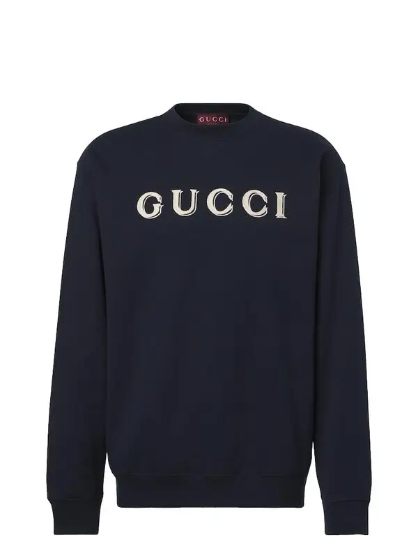 Gucci Logo Cotton Jersey Sweatshirt - Blue