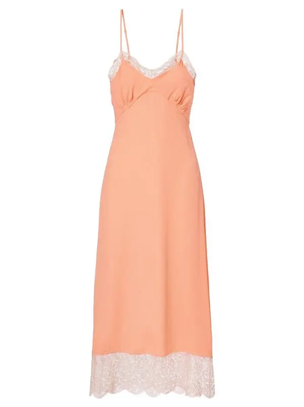 Simone Rocha Lace-trimmed Crêpe De Chine Slip Dress - Orange