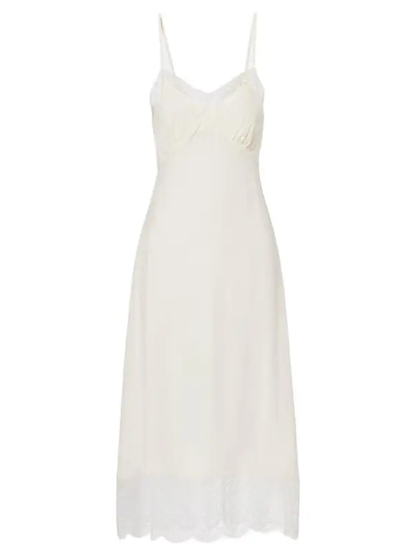 Simone Rocha Lace-trimmed Crêpe De Chine Slip Dress - White