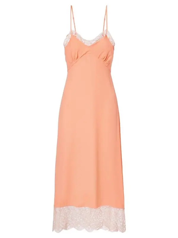 Simone Rocha Lace-trimmed Crêpe De Chine Slip Dress - Orange