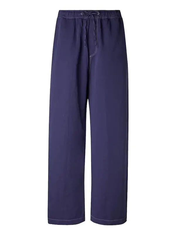 Studio Nicholson Cotton And Linen Wide-leg Pants - Blue