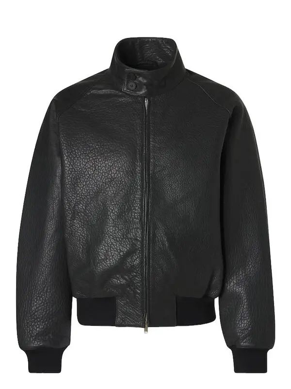 Studio Nicholson Leather Bomber Jacket - Black