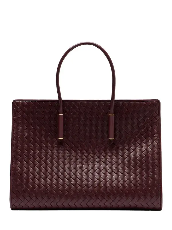 Bottega Veneta Medium Leather Tote Bag - Burgundy