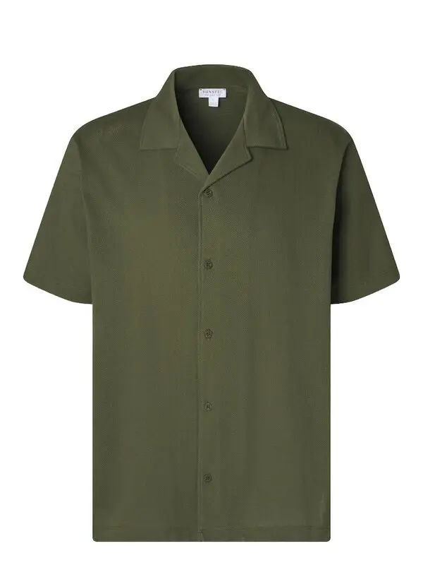 Sunspel Riviera Cotton Mesh Polo Shirt - Green