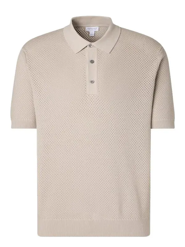 Sunspel Knitted Cotton Polo Shirt - Beige