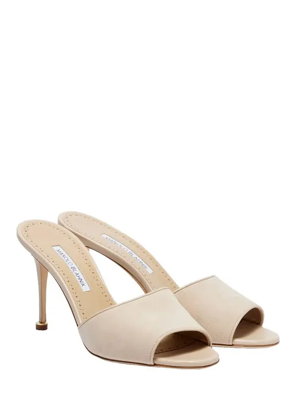 Manolo Blahnik Larache 90 Suede Mules - Beige