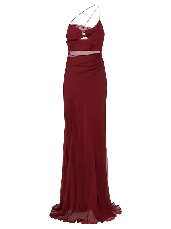 THE SEI Sheer Silk Chiffon Gown - Red