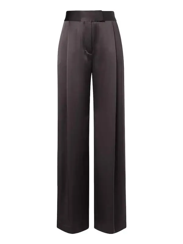 THE SEI Silk Satin Wide-leg Trousers - Grey