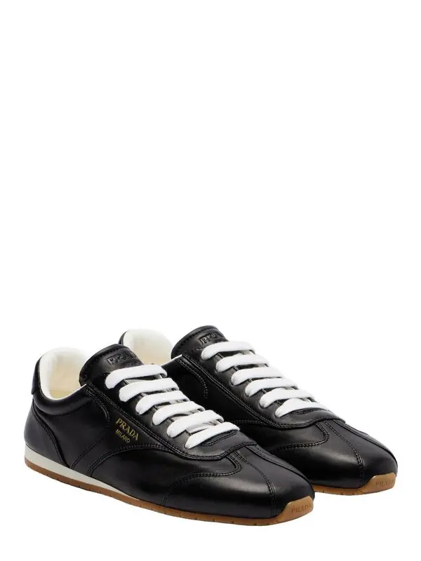 Prada Leather Lace-up Sneakers - Black