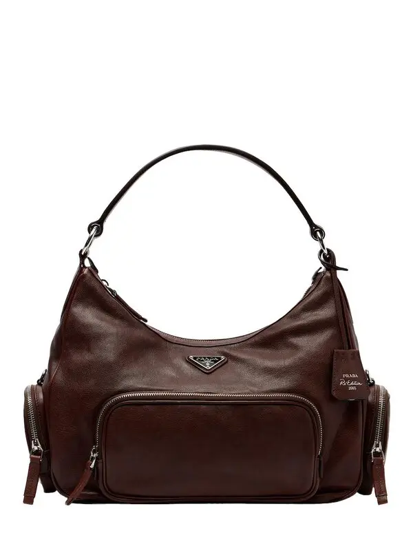 Prada Medium Leather Shoulder Bag - Brown