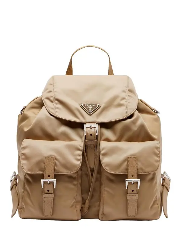Prada Re-nylon Leather-trimmed Backpack - Beige