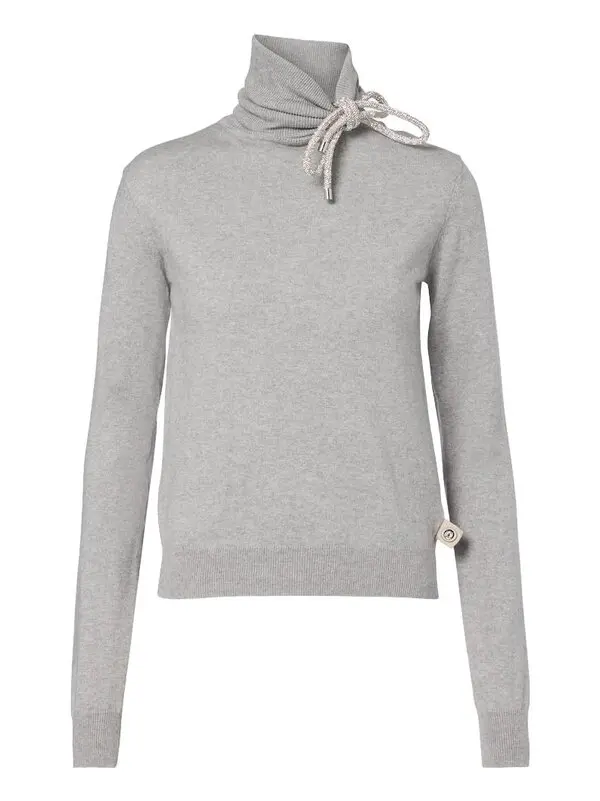 AREA Embellished Cotton And Cashmere Turtleneck Sweater - Grey