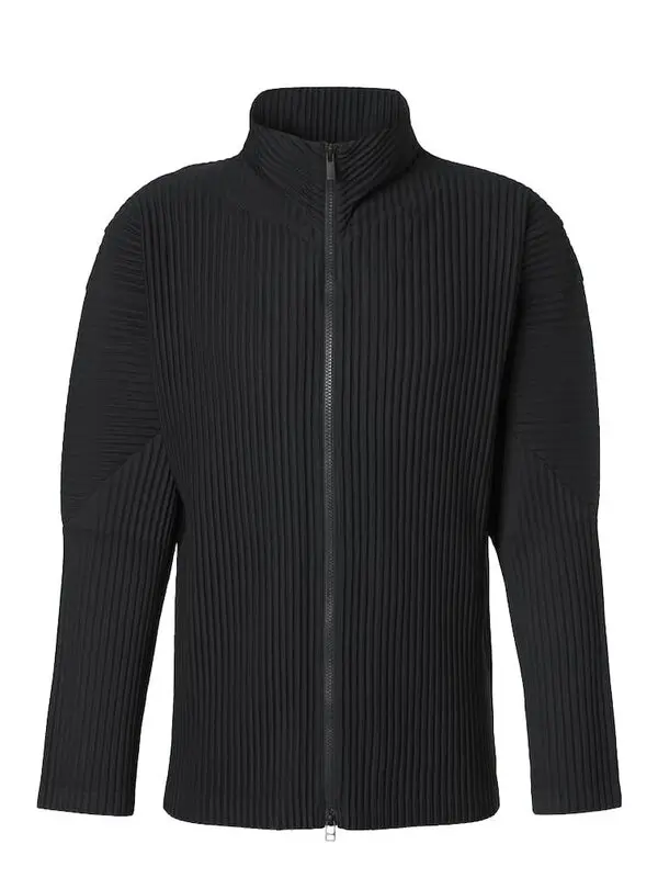 Issey Miyake Homme Plissé Basics Pleated Zip-up Cardigan - Black