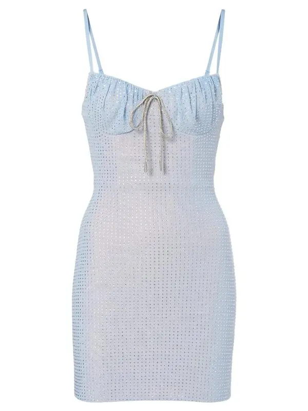 AREA Crystal-embellished Minidress - Blue