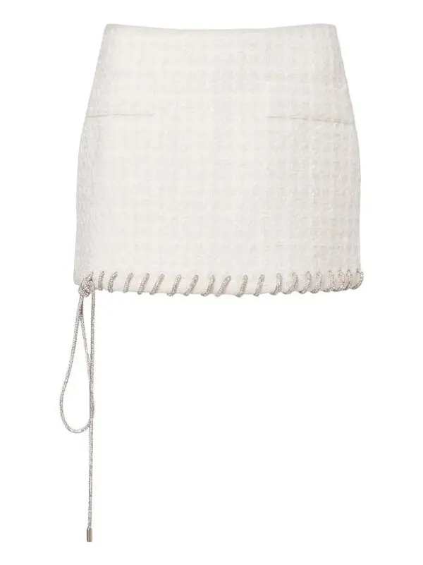 AREA Embellished Tweed Mini Skirt - White