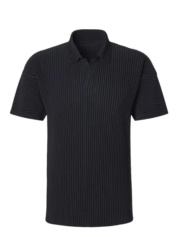 Issey Miyake Homme Plissé Basics Pleated Polo Shirt - Blue