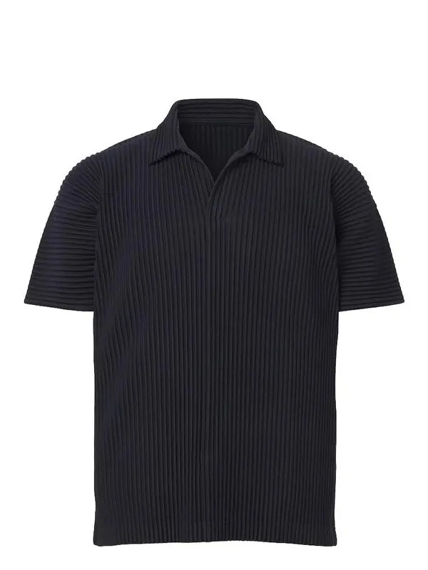 Issey Miyake Homme Plissé Basics Pleated Polo Shirt - Blue