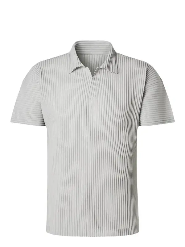 Issey Miyake Homme Plissé Basics Pleated Polo Shirt - Grey