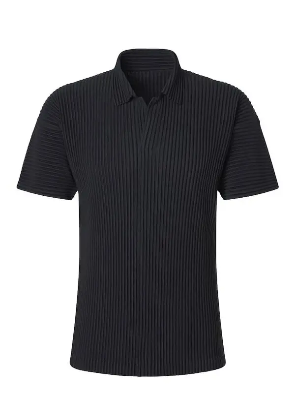 Issey Miyake Homme Plissé Basics Pleated Polo Shirt - Blue