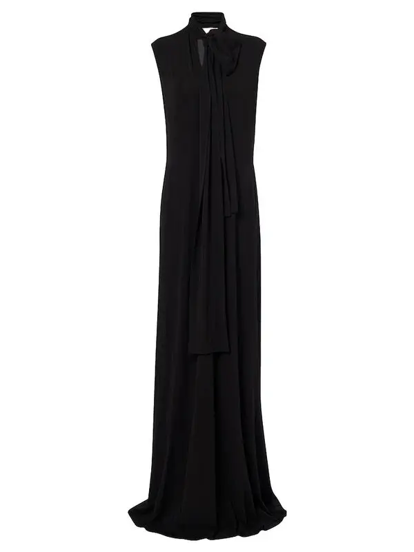 Plan C Scarf-detail Jersey Maxi Dress - Black