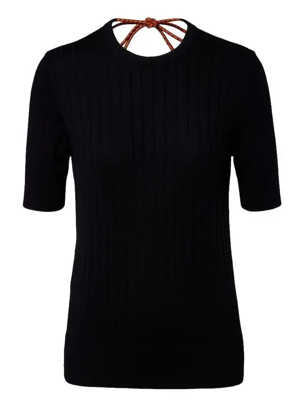 Plan C Ribbed-knit Cotton Top - Black