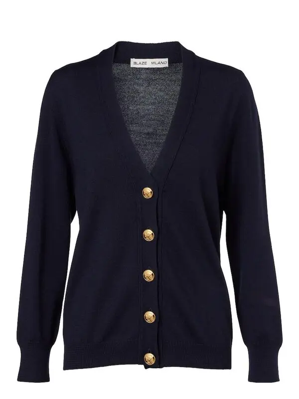 BLAZÉ MILANO Wool, Silk, And Cashmere Cardigan - Blue