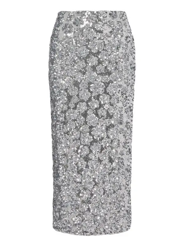 BLAZÉ MILANO Utopia Sussex Sequined Pencil Skirt - Silver