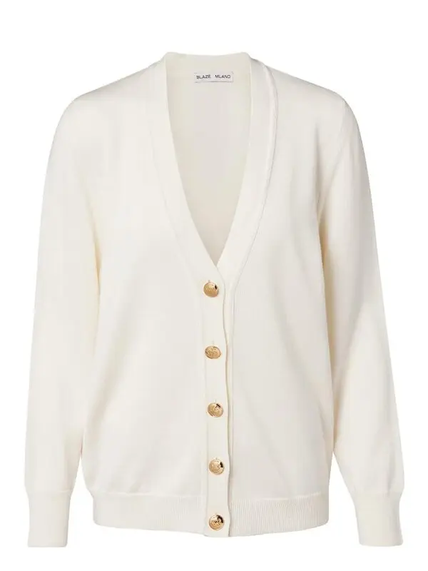 BLAZÉ MILANO Wool, Silk, And Cashmere Cardigan - White