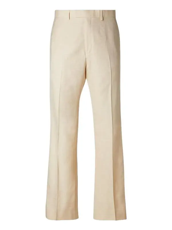 WALES BONNER Alto Satin-trimmed Flared Pants - Beige