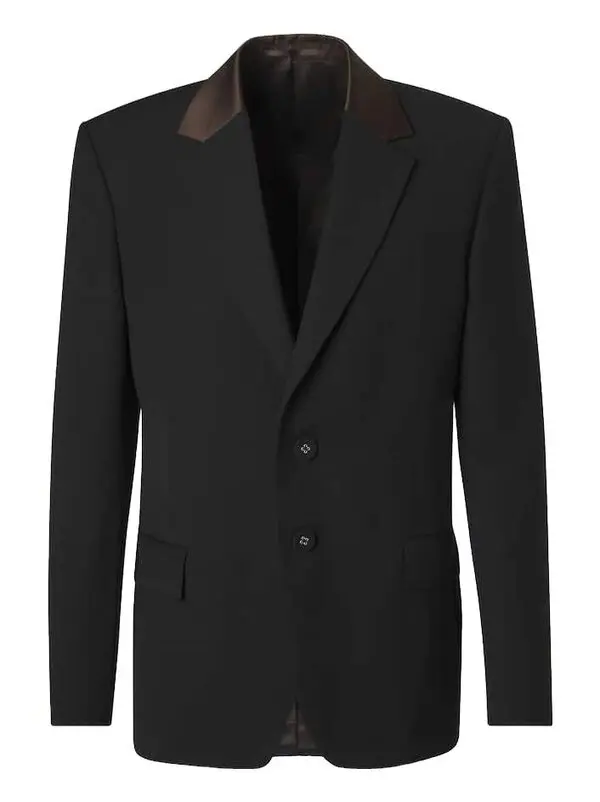 WALES BONNER Alto Satin-trimmed Virgin Wool Blazer - Black