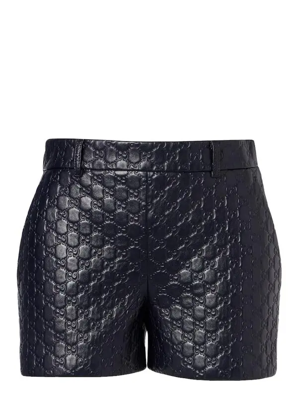 Gucci Gg Embossed Leather Shorts - Blue