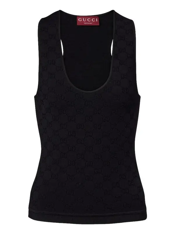 Gucci Gg Cotton-blend Jacquard Tank Top - Black