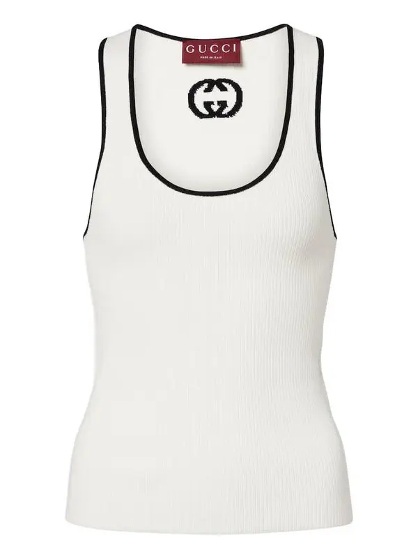Gucci Ribbed-knit Cotton-blend Tank Top - White