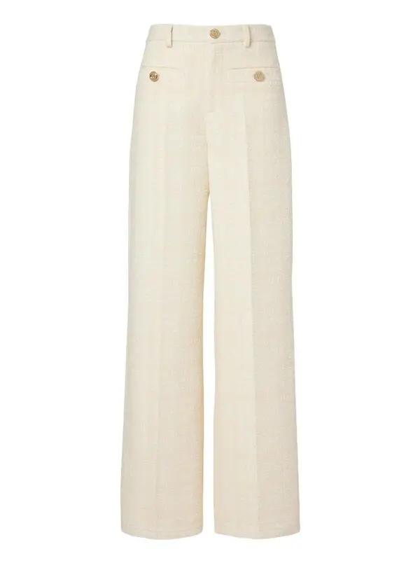 Gucci Checked Cotton-blend Tweed Wide-leg Pants - White