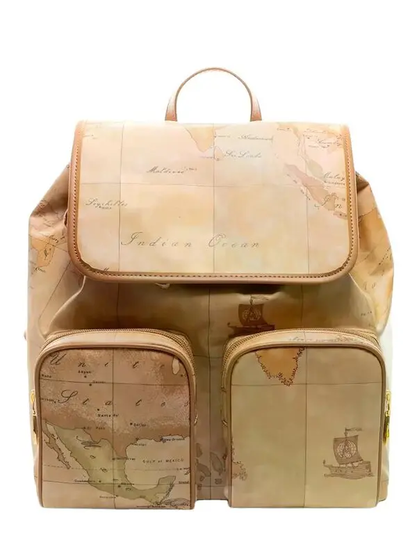 ALVIERO MARTINI 1° CLASSE Map-print Backpack - Neutrals