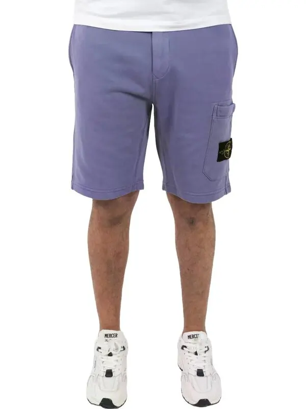 Stone Island Cotton Cargo Pocket Track Shorts - Purple