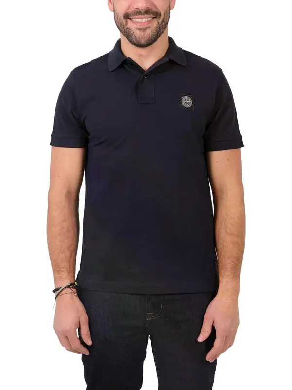 Stone Island Logo Patch Polo Shirt - Blue